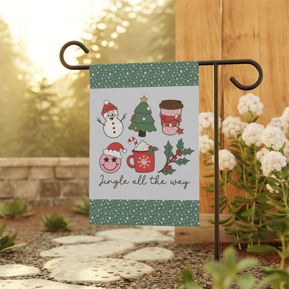 Christmas Garden Flag Groovy Holiday Flag Retro Christmas - Etsy