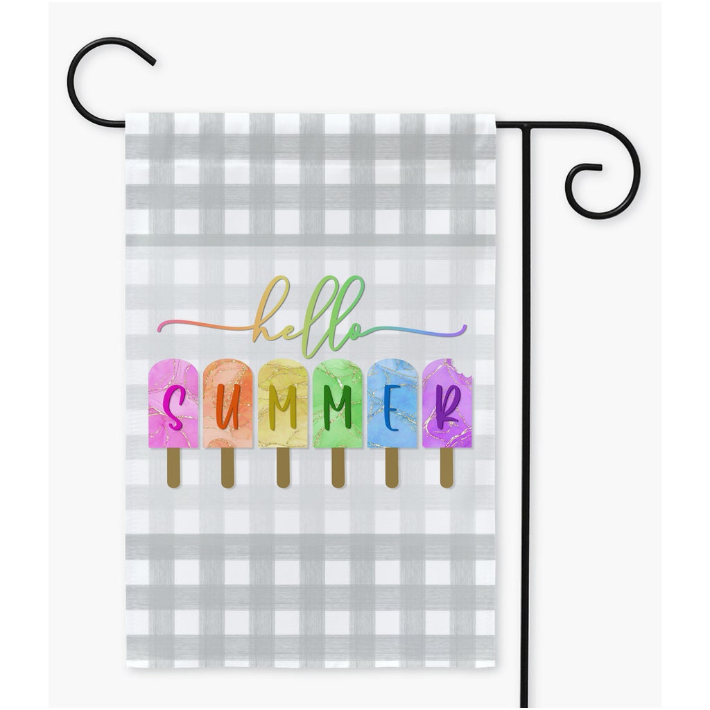 Hello Summer Popsicle Summer Garden Flag Spring Garden Flag - Etsy