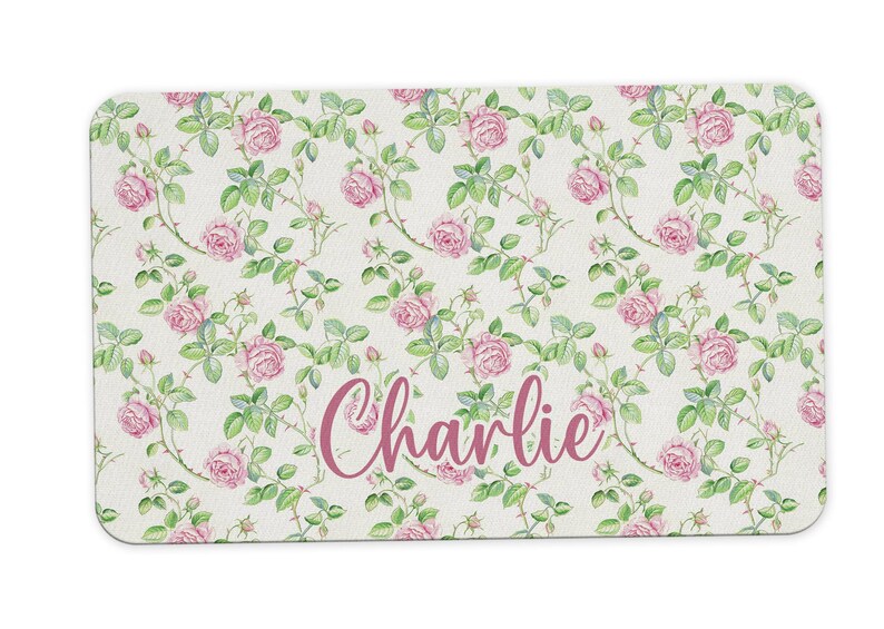 Personalized Name Desk Pad: Pink & Green Floral Office Decor - Etsy