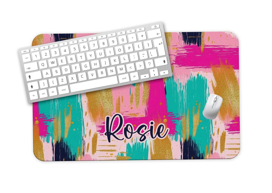 Personalized Name Desk Pad: Pink & Gold Preppy Office Decor - Etsy