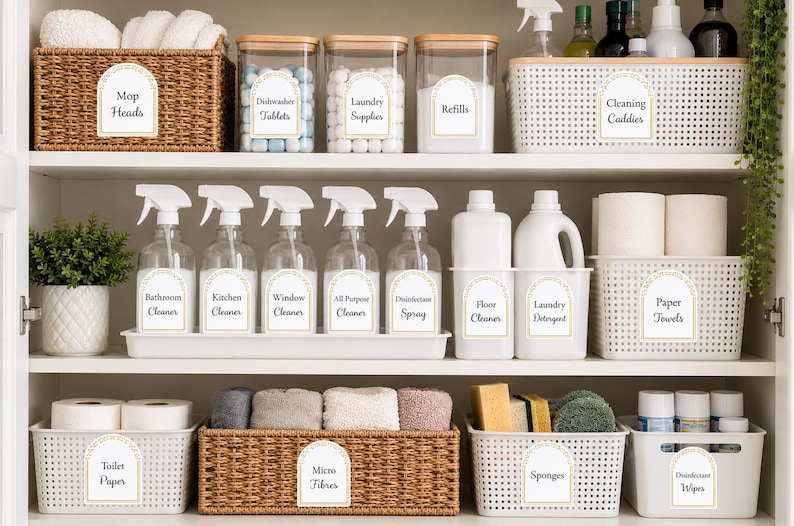 Editable Cleaning Labels | Elegant Utility Room Organization (canva ...