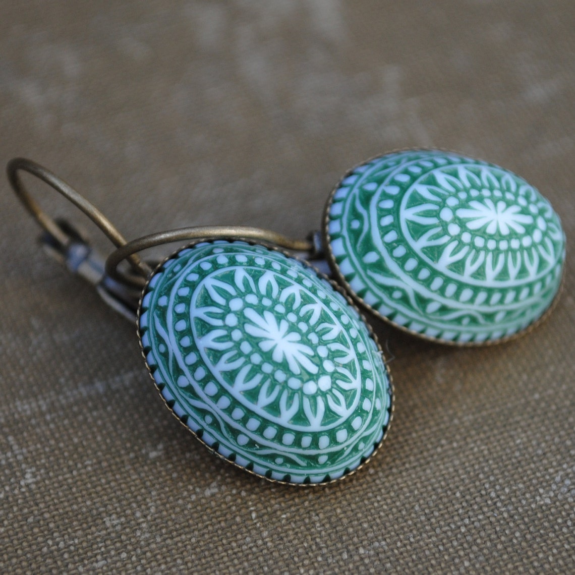 Evanora Inspired Bohemian Style Green Mosaic Leverback Earring - Etsy