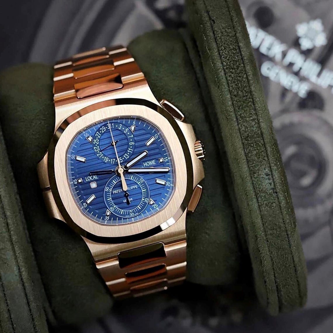 PATEK PHILIPPE Nautilus Chronograph Automatic Blue Dial Men’s Watch ...