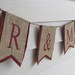Rustic Burlap "mr & Mrs" Wedding Banner Shown With Burgundy Lettering ...