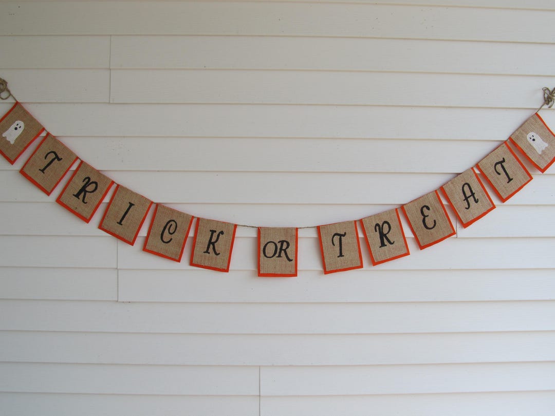 Rustic Burlap Halloween Banner - "trick or Treat" Halloween Banner ...