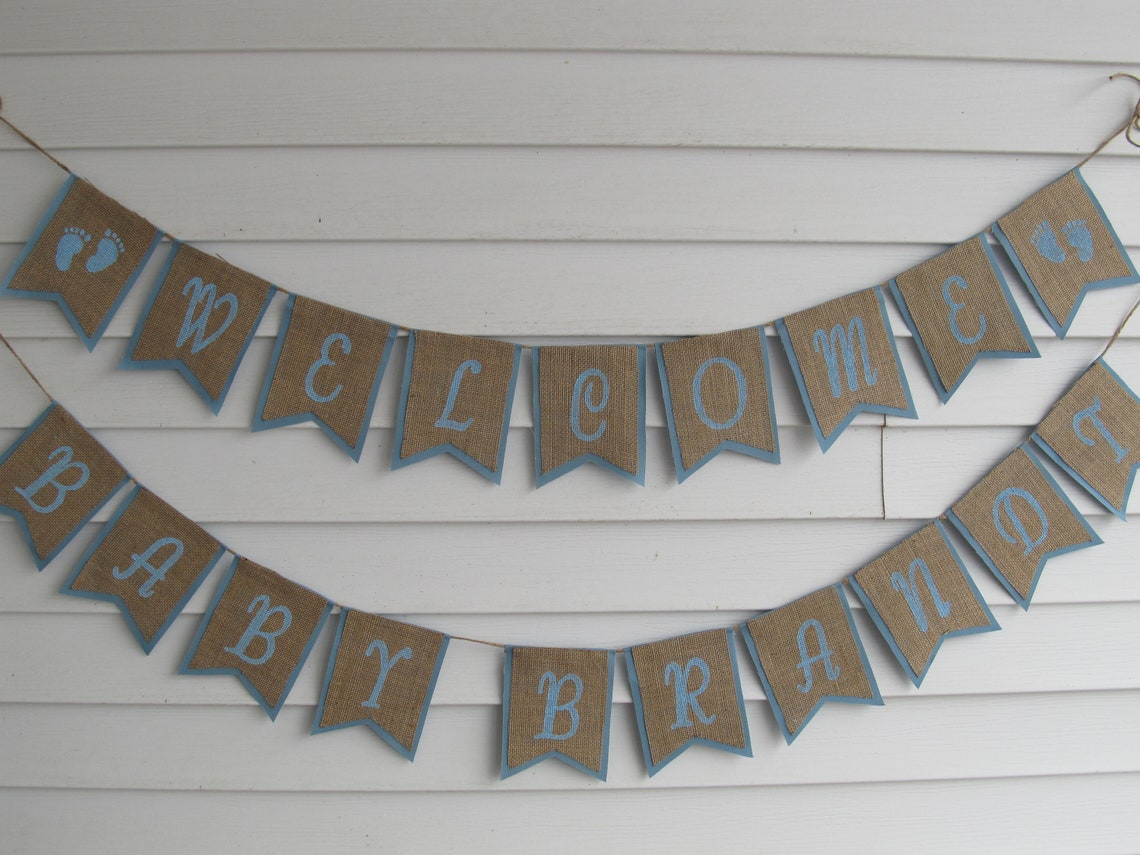 Personalized Welcome Baby Banner Baby Shower Party Decor | Etsy