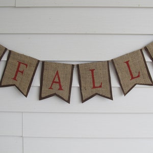Rustic Burlap "fall" Autumn Banner Shown With Brown Outline - Etsy