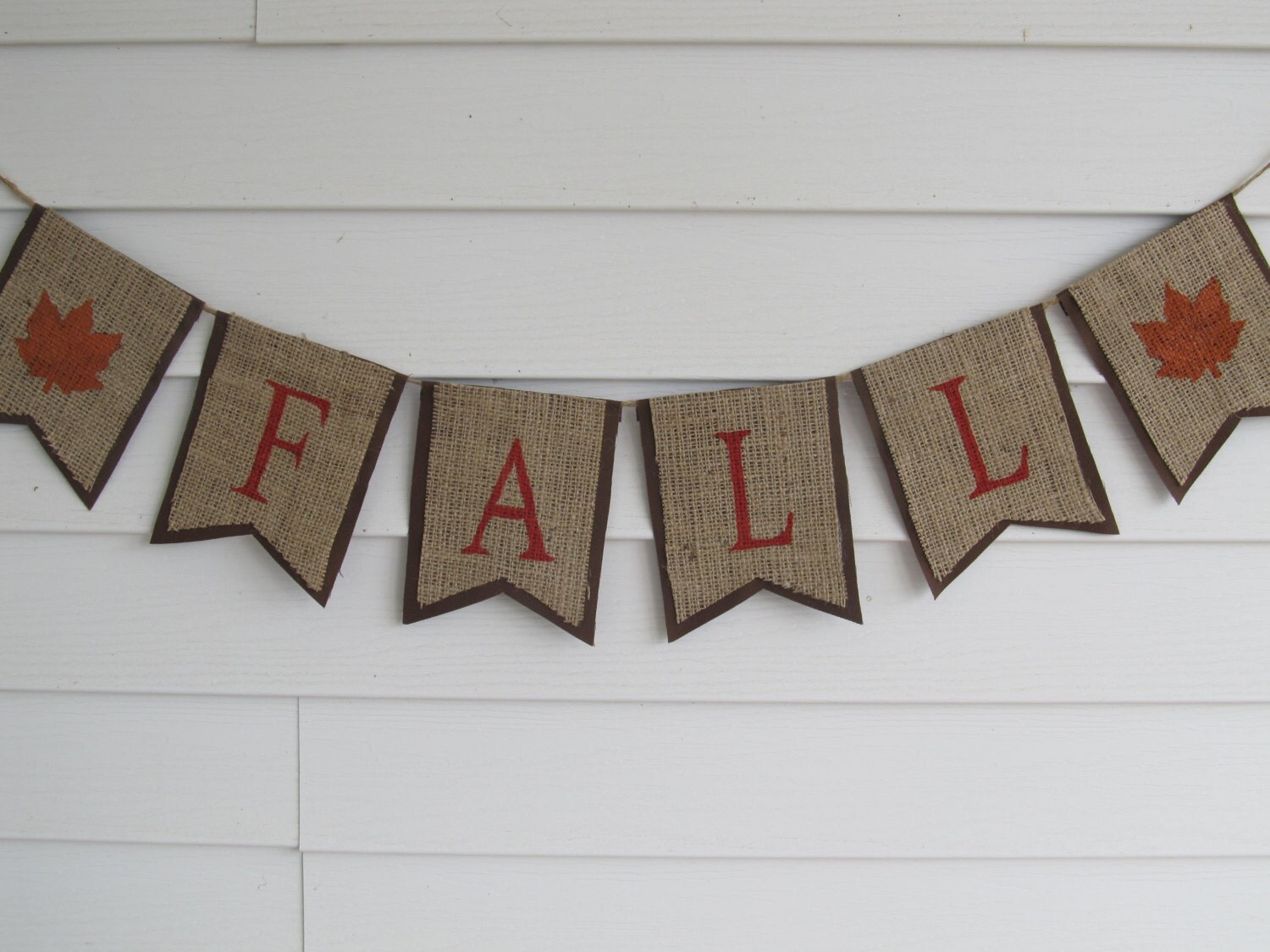 Rustic Burlap fall Autumn Banner Shown With Brown | Etsy