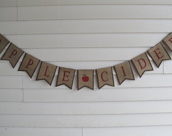 Rustic Burlap fall Autumn Banner Shown With Brown | Etsy