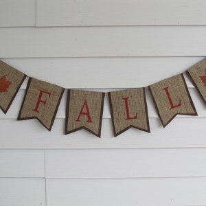 Rustic Burlap "fall" Autumn Banner Shown With Brown Outline - Etsy