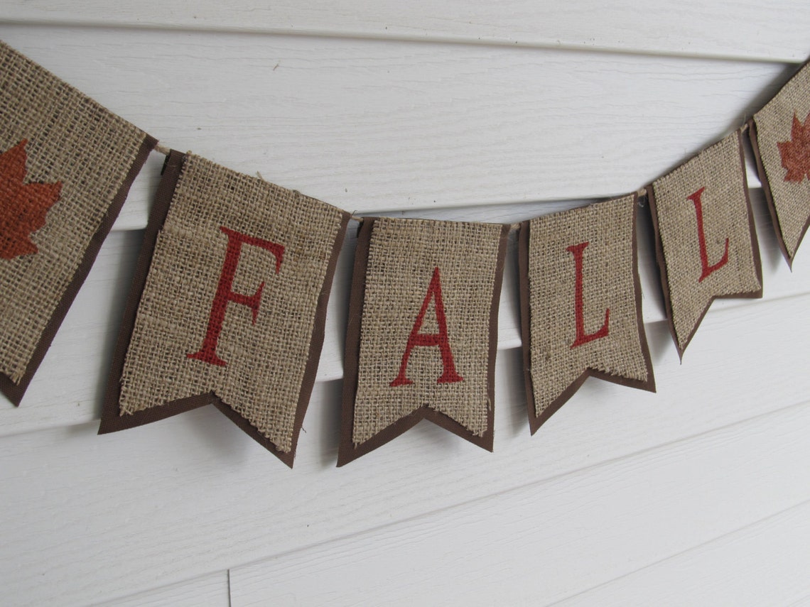 Rustic Burlap fall Autumn Banner Shown With Brown - Etsy