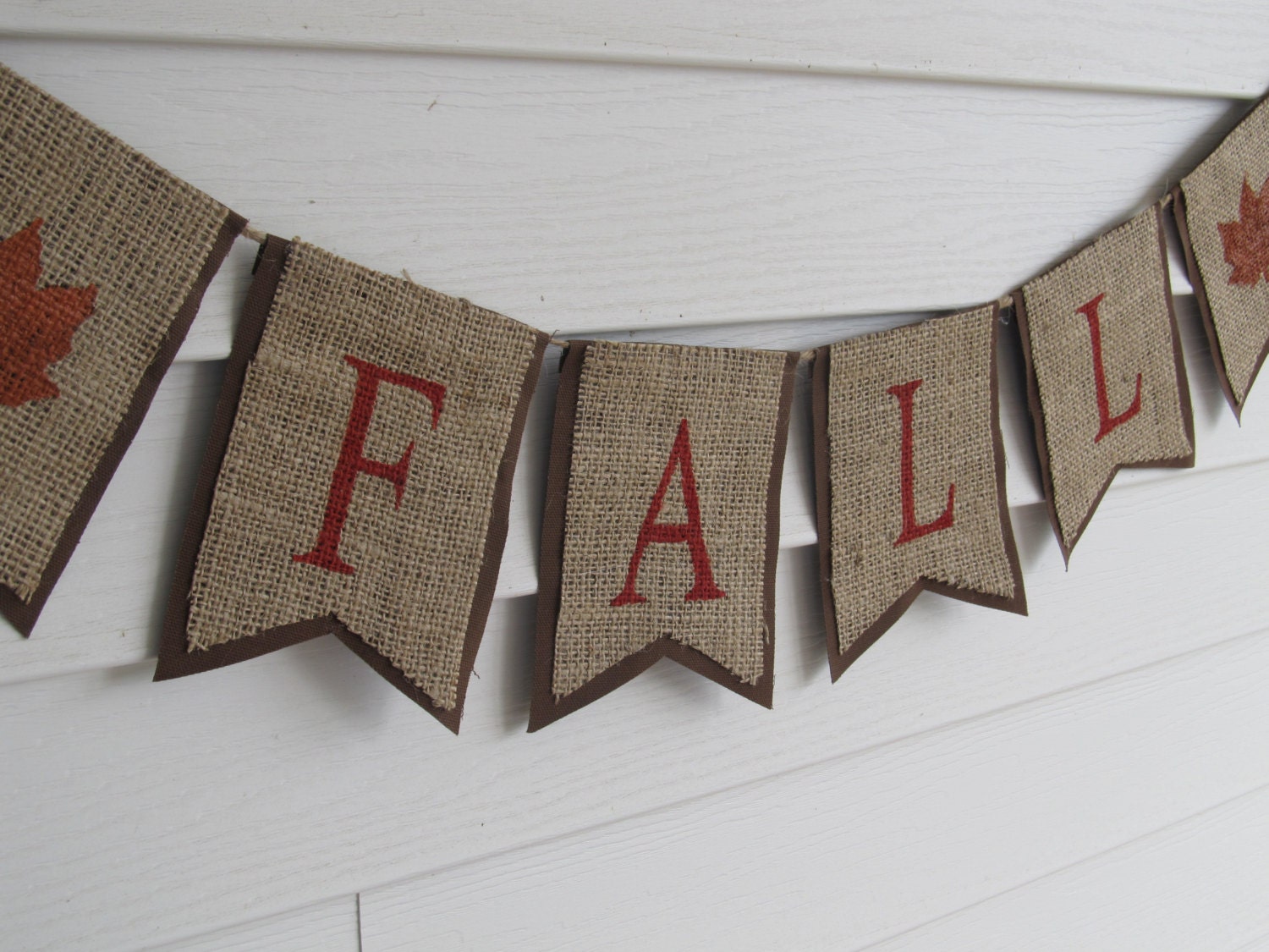Rustic Burlap fall Autumn Banner Shown With Brown | Etsy