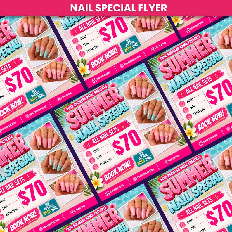 Summer Nail Sale Flyer, Sale Flyer, Nail Specials Flyer, Nails Booking ...