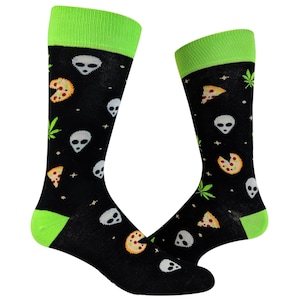 Stoner Socks, Alien Pizza Weed Socks, Guys Gifts Under 20, Weed Gifts ...
