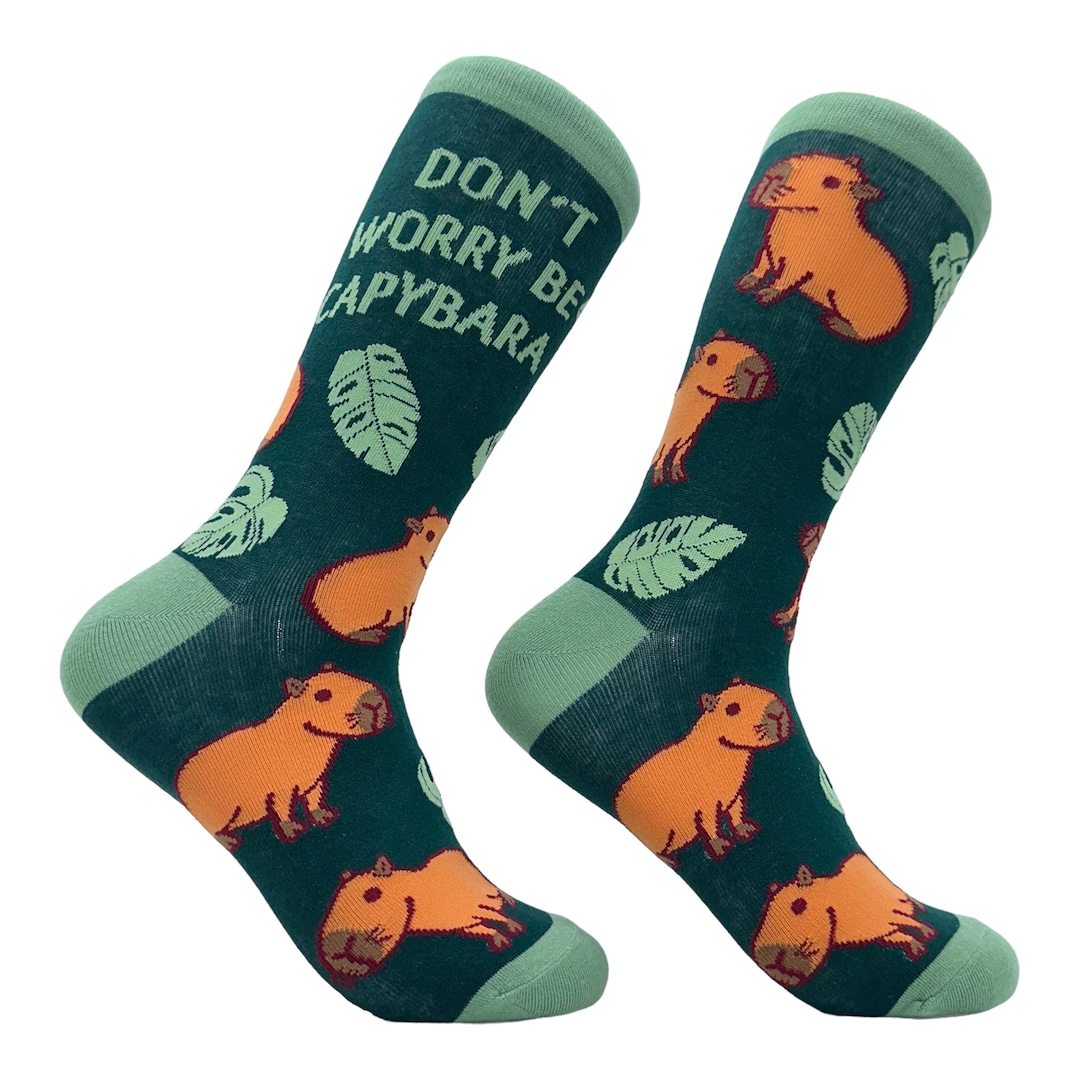 Don't Worry Be Capybara Socks, Womens Forest Socks, Cute Womens Socks ...