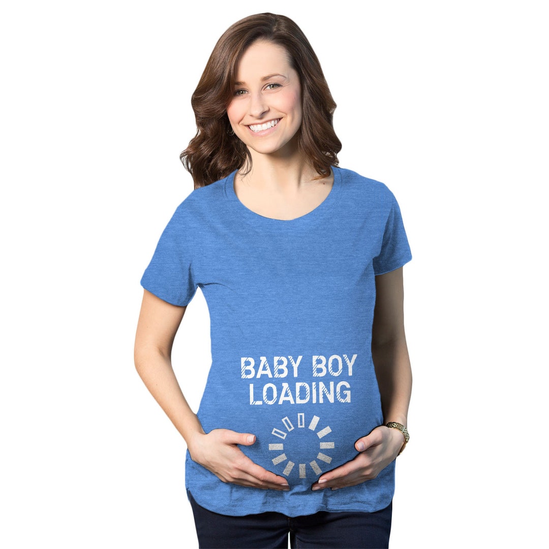 Baby Boy Loading Maternity Graphic Tees, Funny Pregnant Shirt, Cool ...