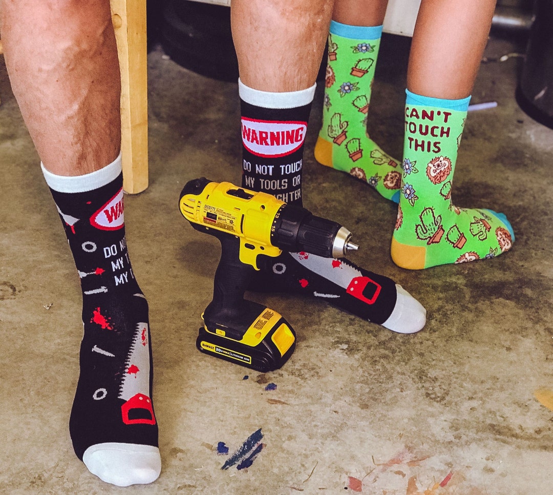 Funny Dad Socks, Don't Touch My Tools or My Daughters Socks, Protective ...
