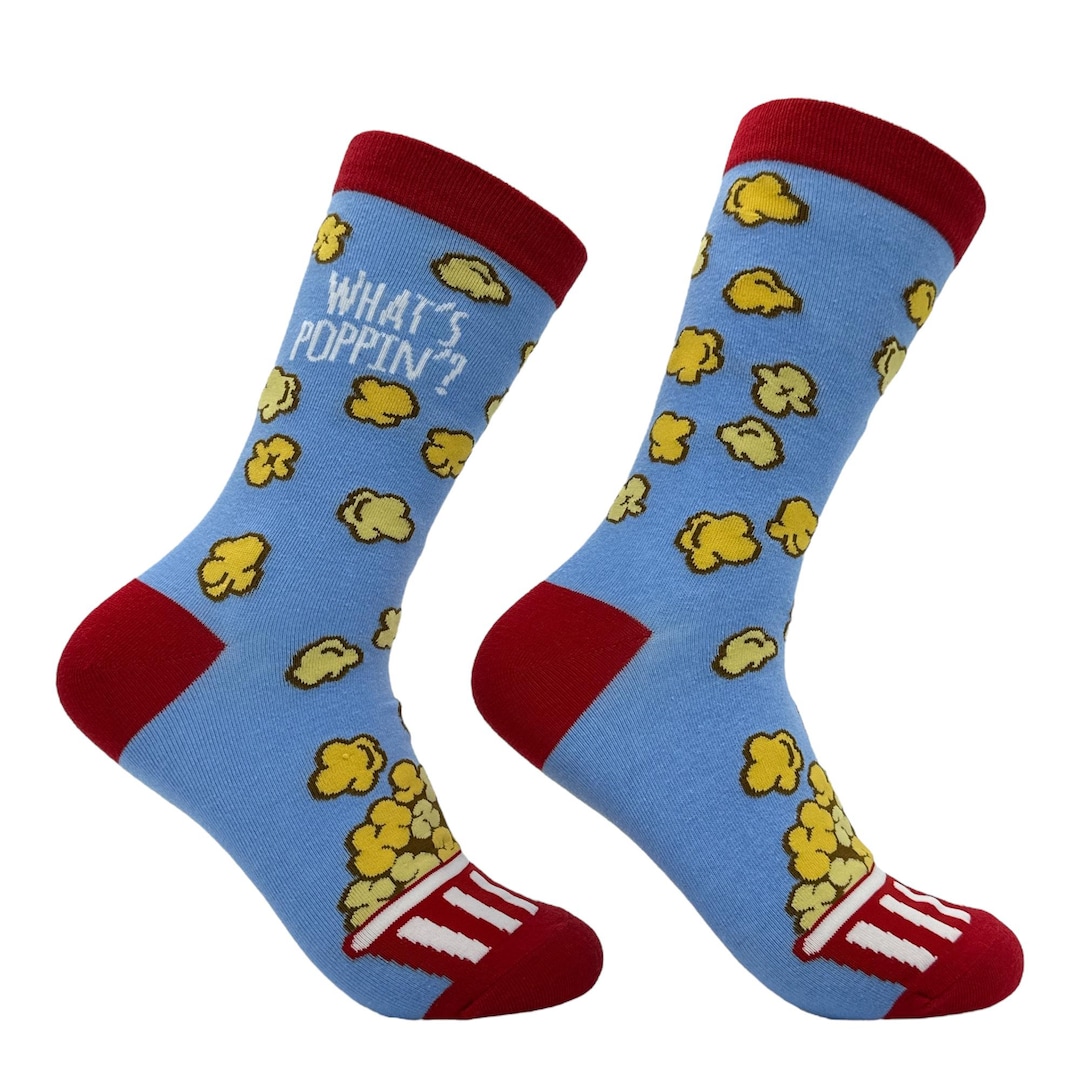 Women's Food Socks, What's Poppin' Socks, Popcorn Gifts, Funny Foodie ...
