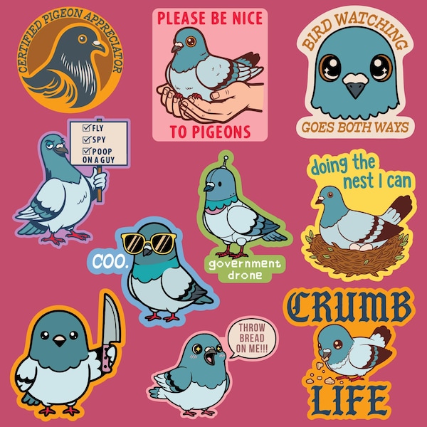 Cartoon Pigeon Stickers - Etsy
