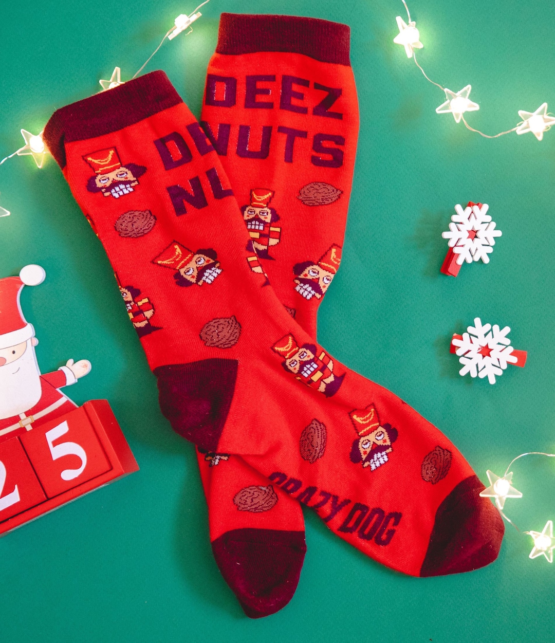 Christmas Socks, Adult Christmas Humor Socks, Men's Socks, Deez Nuts ...