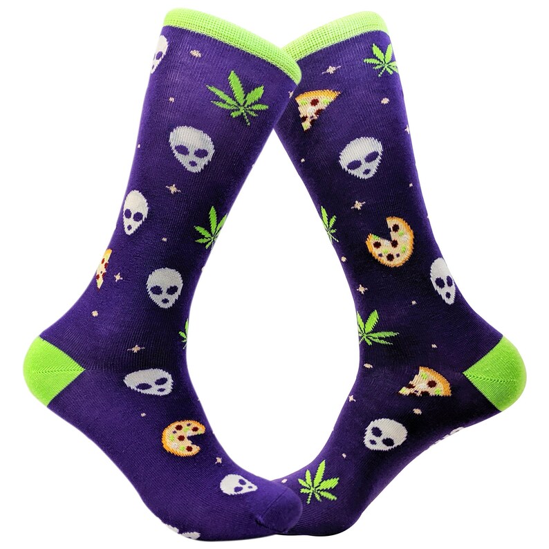Pizza Weed Alien Socks Pizza Socks Weed Aliens Weed Womens - Etsy