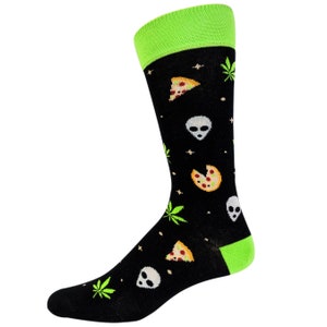 Stoner Socks, Alien Pizza Weed Socks, Guys Gifts Under 20, Weed Gifts ...