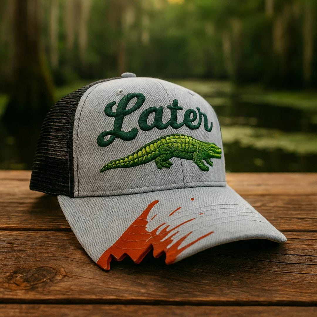 Later Gator Trucker Hat, Bite Taken Out Hats - Etsy