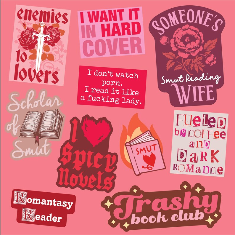 Spicy Book Lover Stickers: Funny Adult Reader Decals - 10 Unique ...