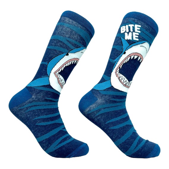Funny Dad Socks, Bite Me Shark Socks, Funky Shark Socks, Shark Lover ...