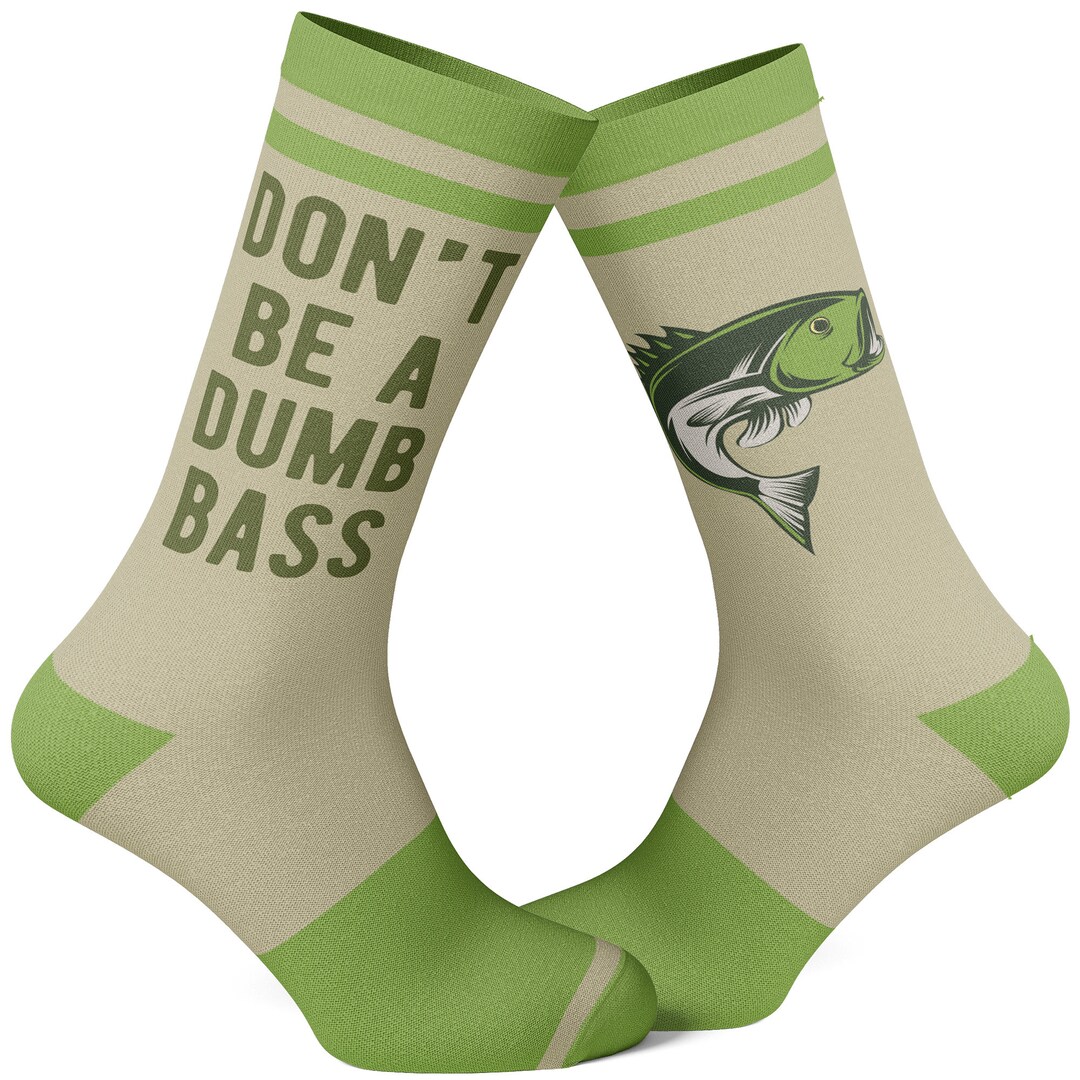 Funny Dad Socks, Don't Be A Dumb Bass Socks, Funky Fishing Socks ...