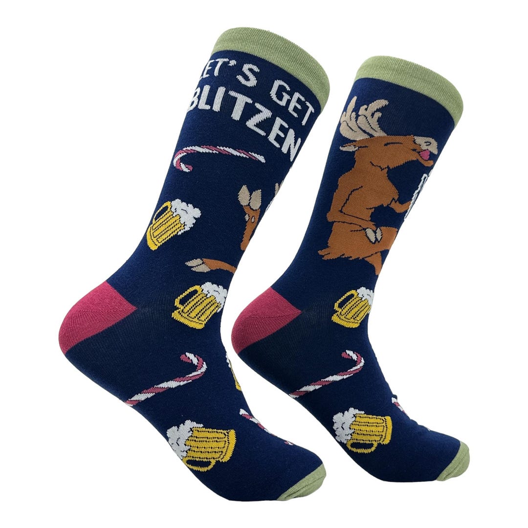 Christmas Socks, Let's Get Blitzen, Reindeer Socks, UNISEX Socks, Funny ...