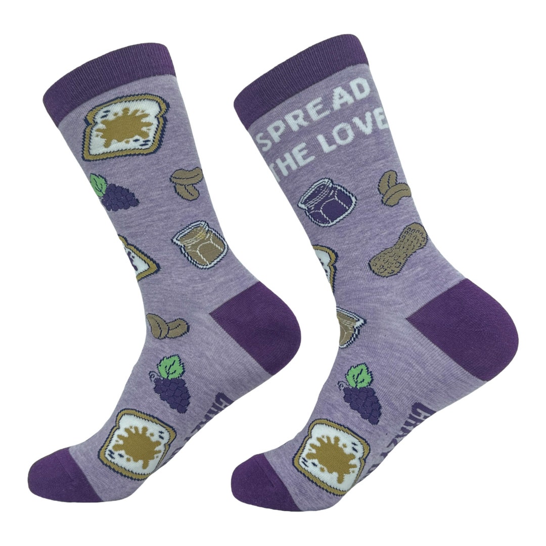 Spread Love, Love Socks, Peanut Butter Jelly Socks, Funny Womens Food ...