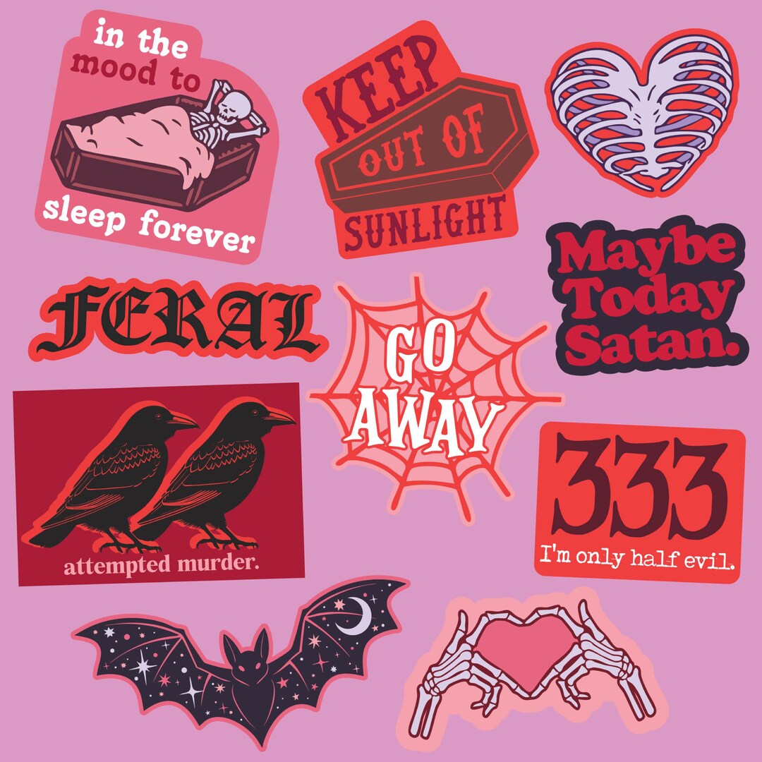 Creepy Sticker Set of 10 - Satan & Halloween Decals - Feral Design ...