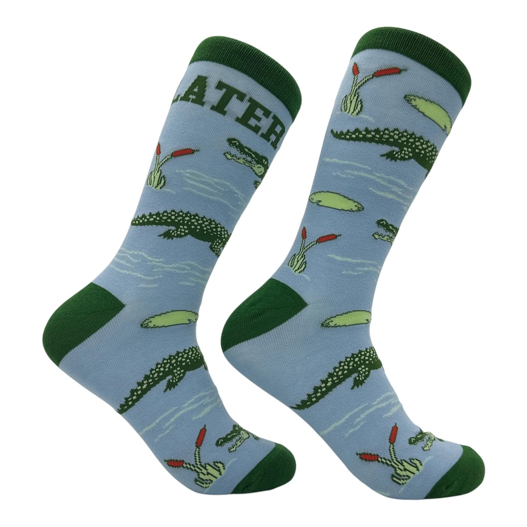Embroidered Alligator Socks: Funky Animal Socks for Men - Etsy