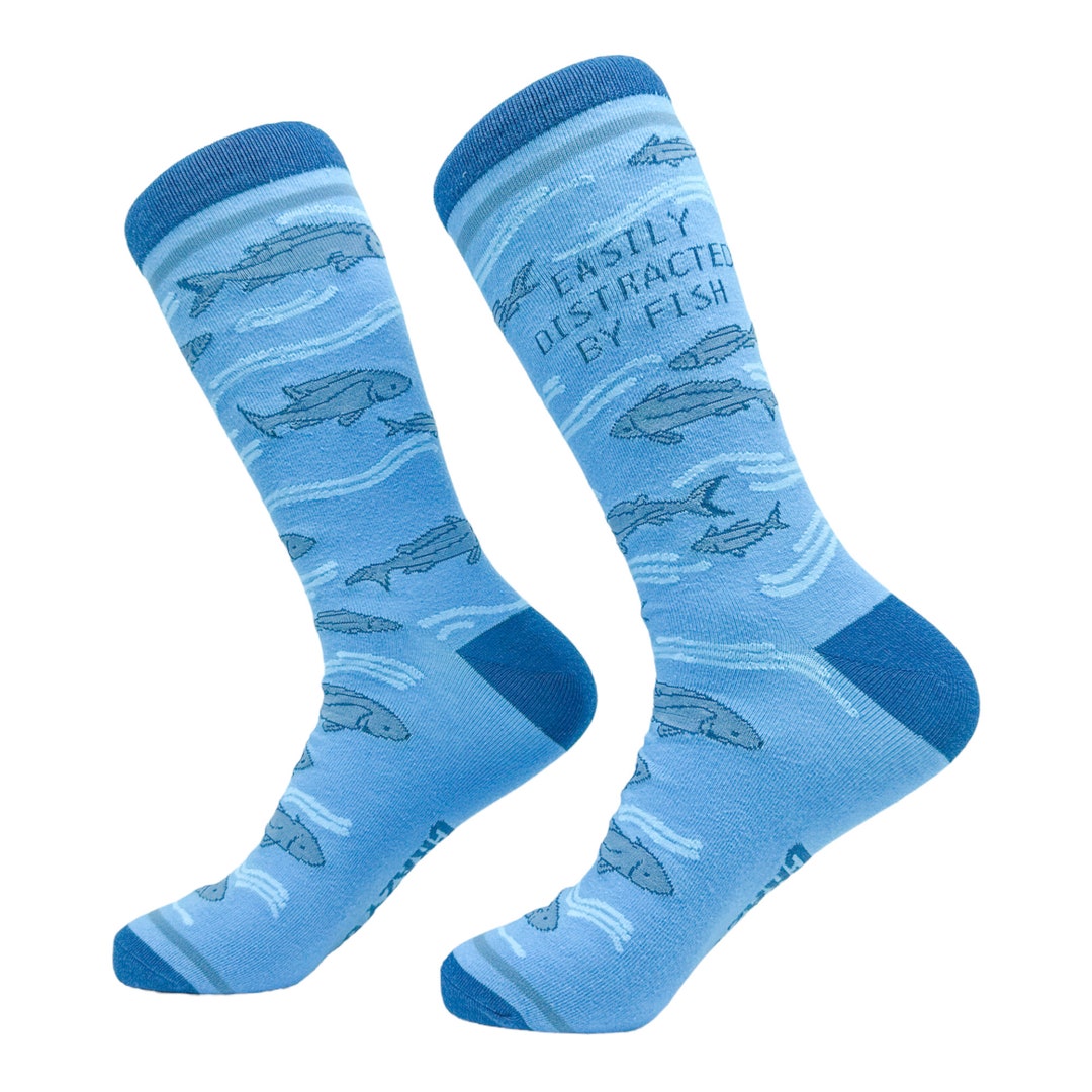 Funny Dad Socks, Easily Distracted by Fish Socks, Funky Fishing Socks ...