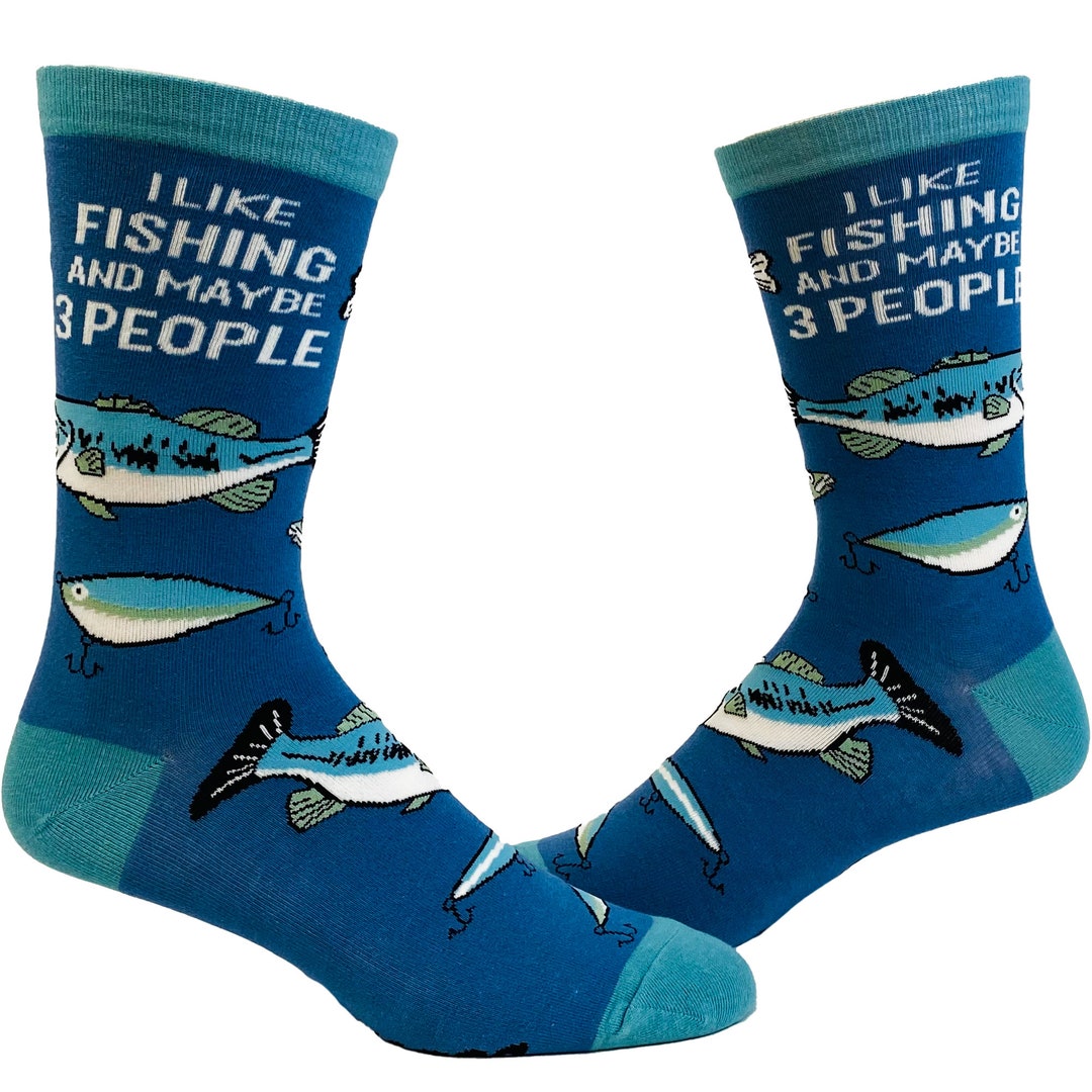 Funny Dad Socks, I Like Fishing Maybe 3 People Socks, Funky Fishing ...