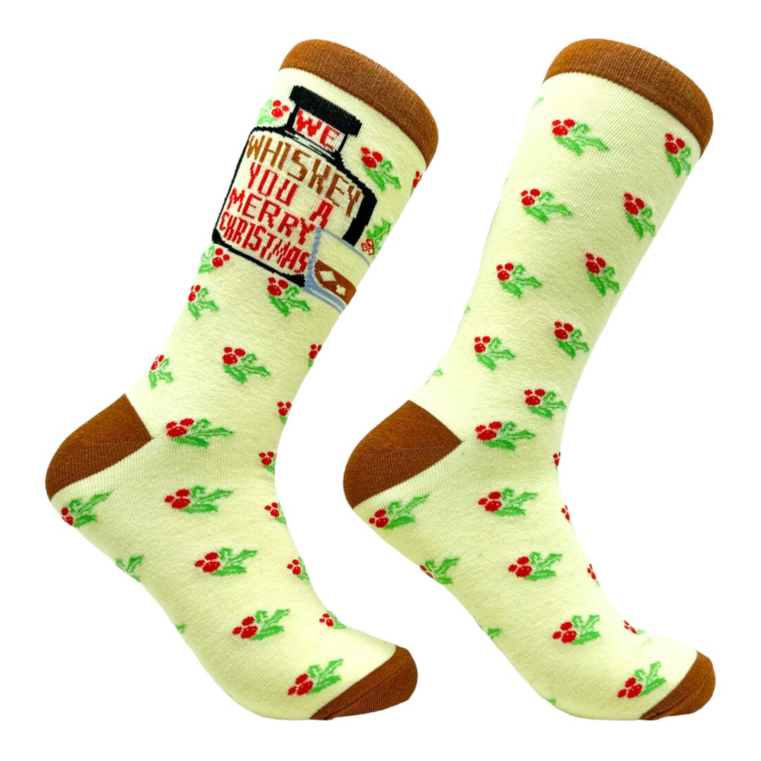 Whiskey Christmas Socks, Adult Humor Festive Socks - Etsy