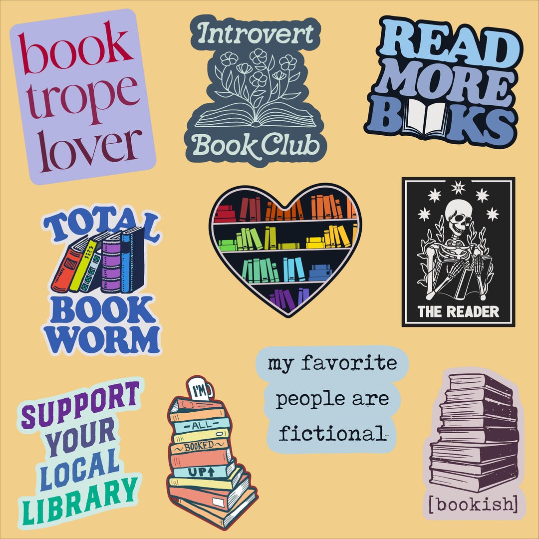 Book Lover Stickers: Whimsical Designs for Readers - 10 Pack - Etsy