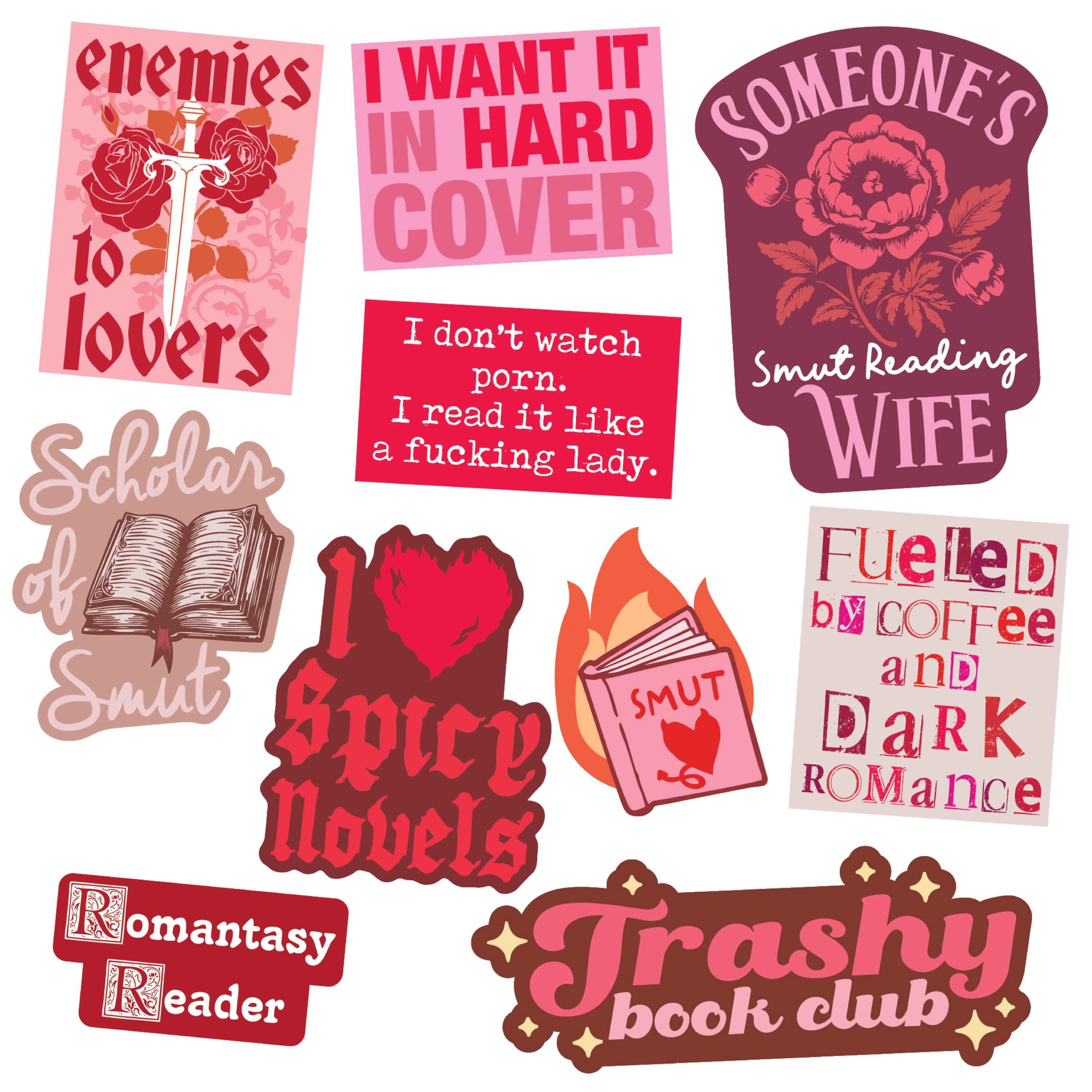 Spicy Book Lover Stickers: Funny Adult Reader Decals - 10 Unique ...