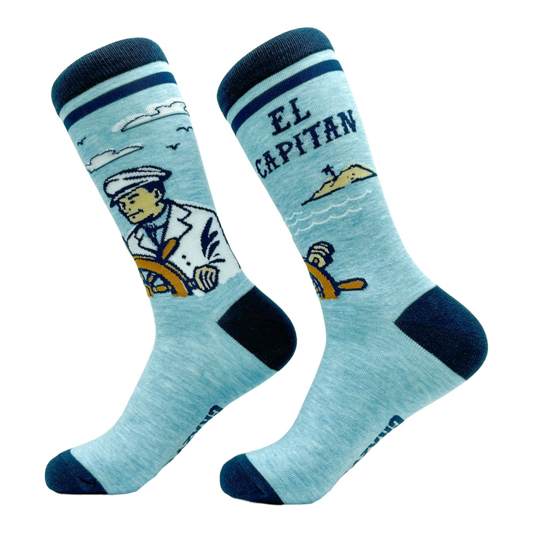 Funny Dad Socks, El Capitan Socks, Funky Boating Socks, Gifts Under 15 ...