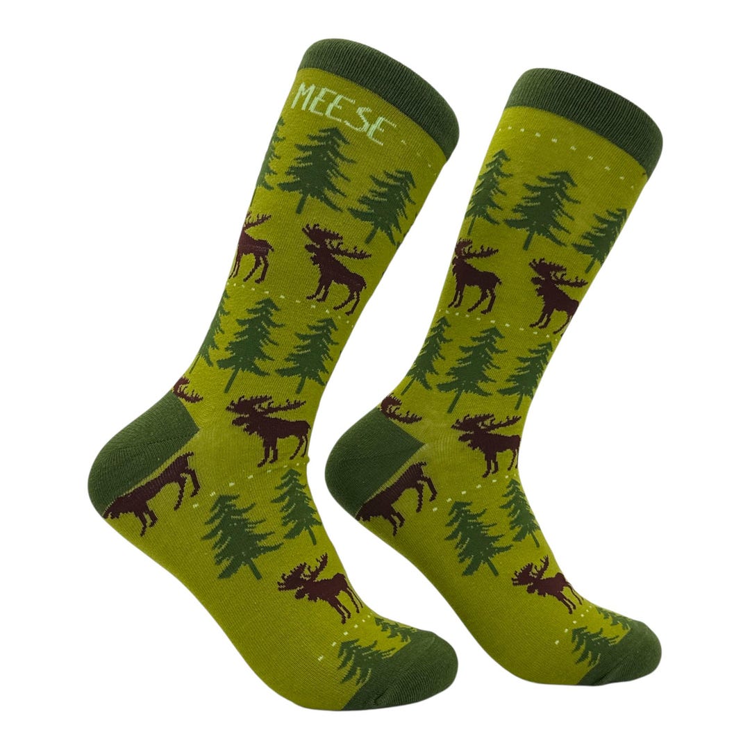 Embroidered Moose Socks: Funny Canadian Hiking Socks - Etsy