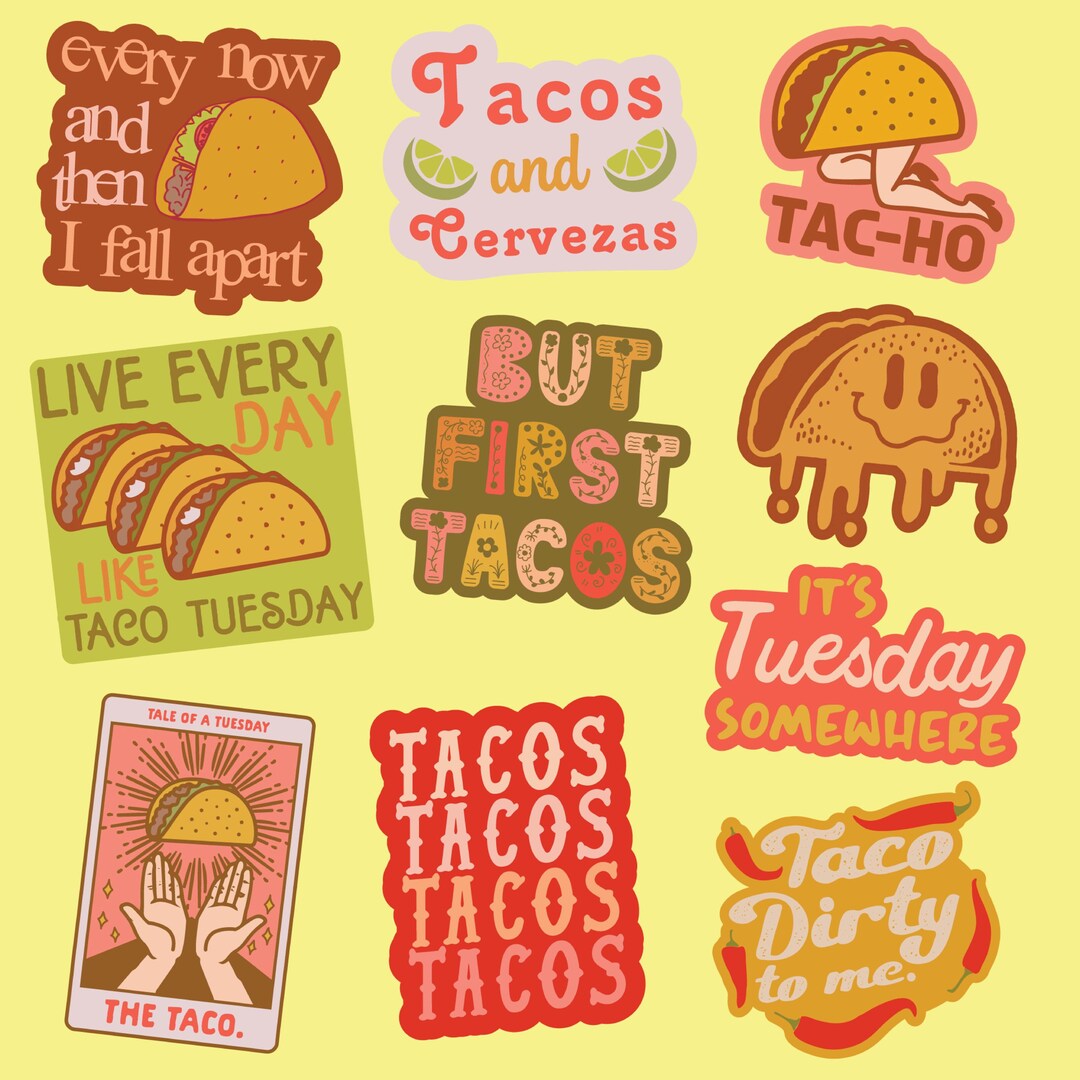 Taco Stickers, Extra Large Stickers for Adults, Funny Adhesives With ...