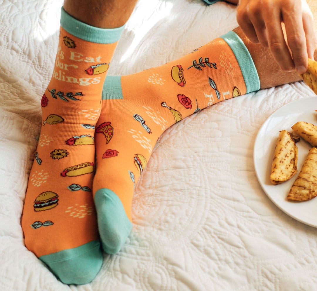 Let's Eat Out Feelings Socks, Junk Food Socks, Burger Socks, Pizza ...
