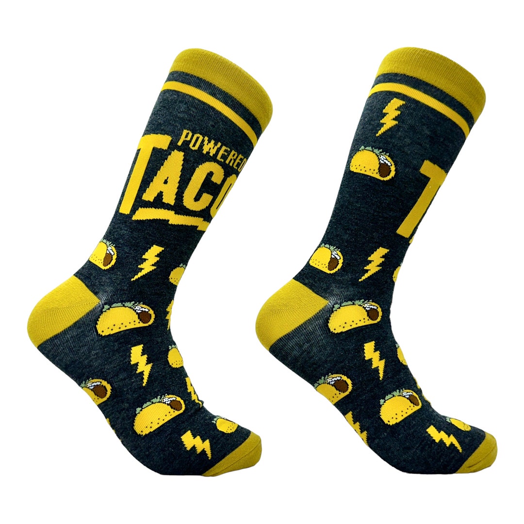 Powered by Tacos, Groomsmen Socks, Funny Taco Socks, Funky Socks, Mens ...