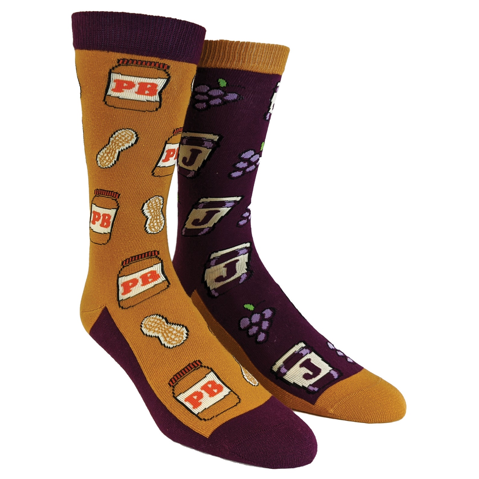 Peanut Butter Jelly Socks, Funny Womens, Mens Food Socks, Youth Socks ...