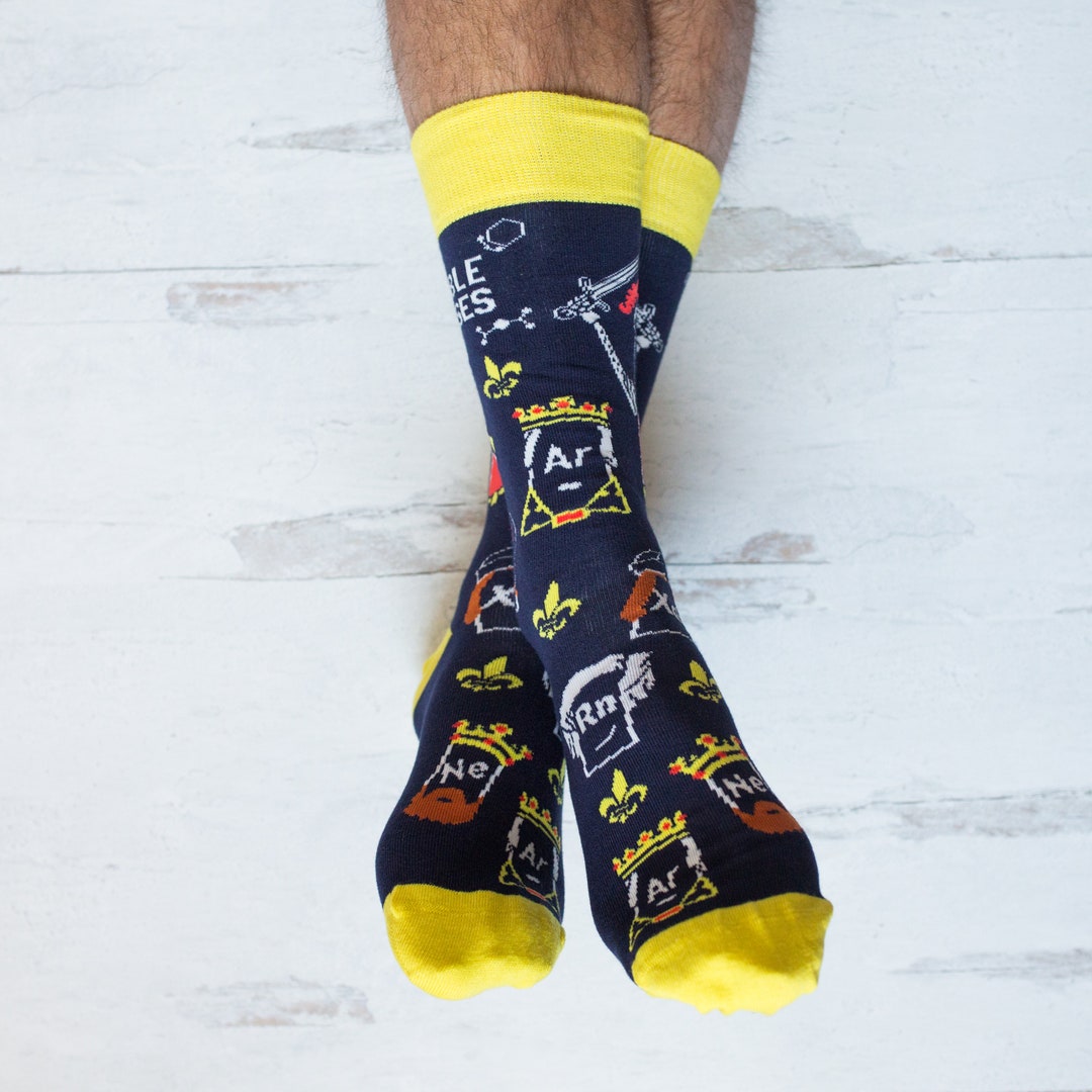 Noble Gases Mens Socks, Funny Nerd Socks, Periodic Table Socks, Science ...