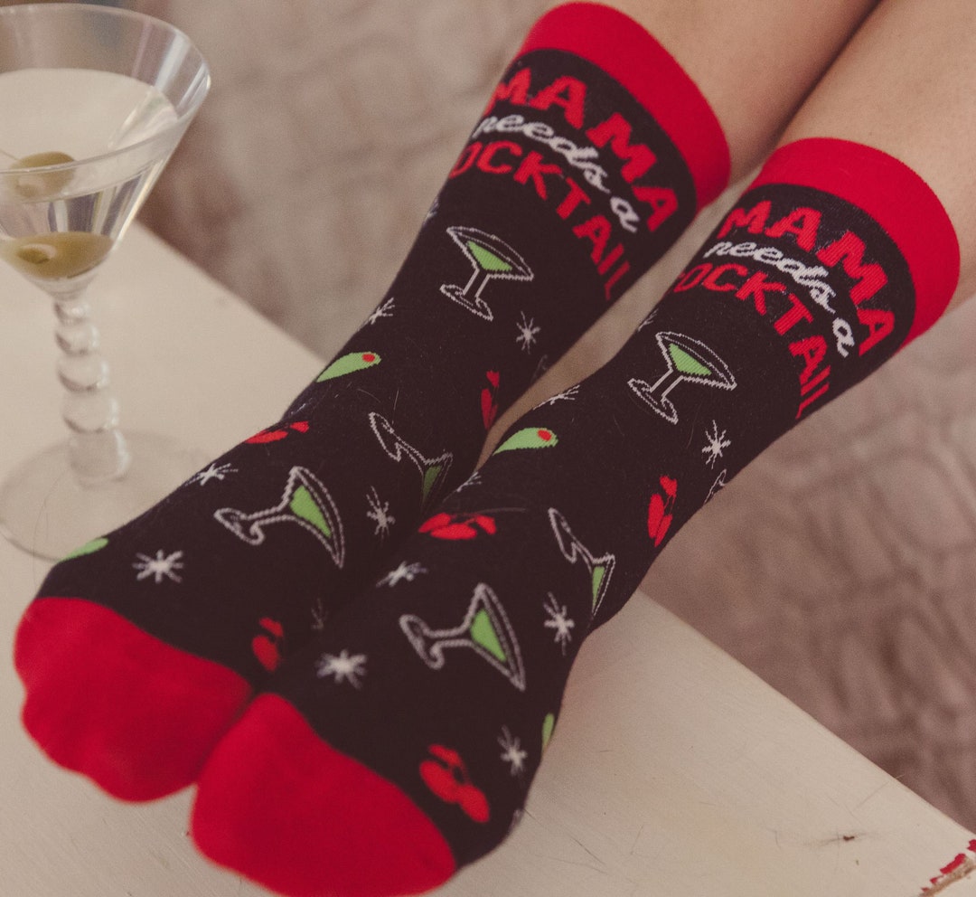 Mama Needs a Cocktail Socks, Novelty Women's Socks - Etsy
