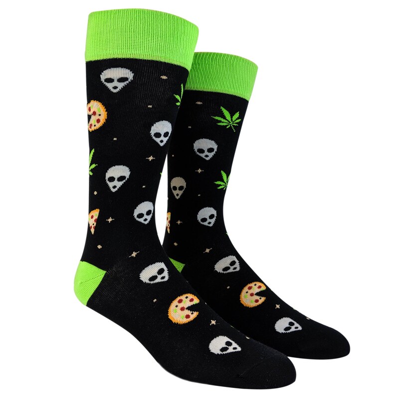 Stoner Socks Alien Pizza Weed Socks Guys Gifts Under 20 - Etsy