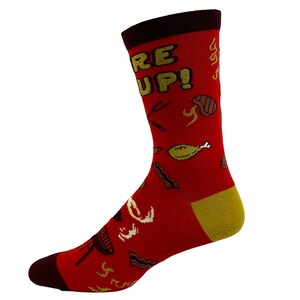 Fire It up Socks, Mens Grilling Socks, Fun Foodie Socks, Funky Socks ...