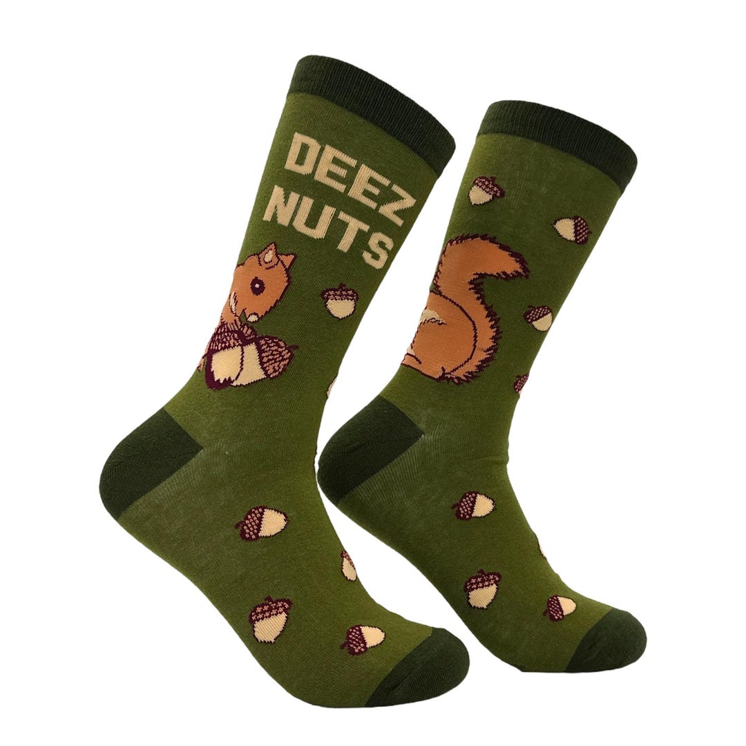 Deez Nuts Squirrel Socks: Funky Embroidered Cotton Blend Socks - Etsy
